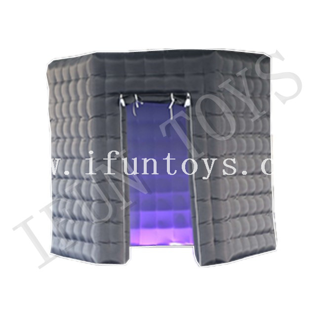 Black Inflatable Hexagonal Photo Booth with LED Light / Inflatable ...