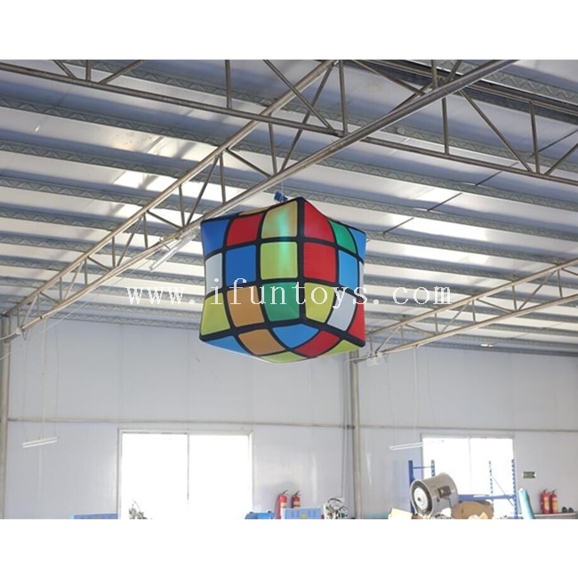 Hanging Inflatable Magic Cube Balloon/ Led Inflatable Rubik's Cube for ...