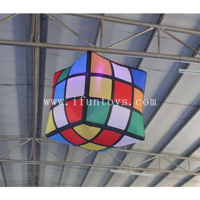 Hanging Inflatable Magic Cube Balloon/ Led Inflatable Rubik's Cube for ...